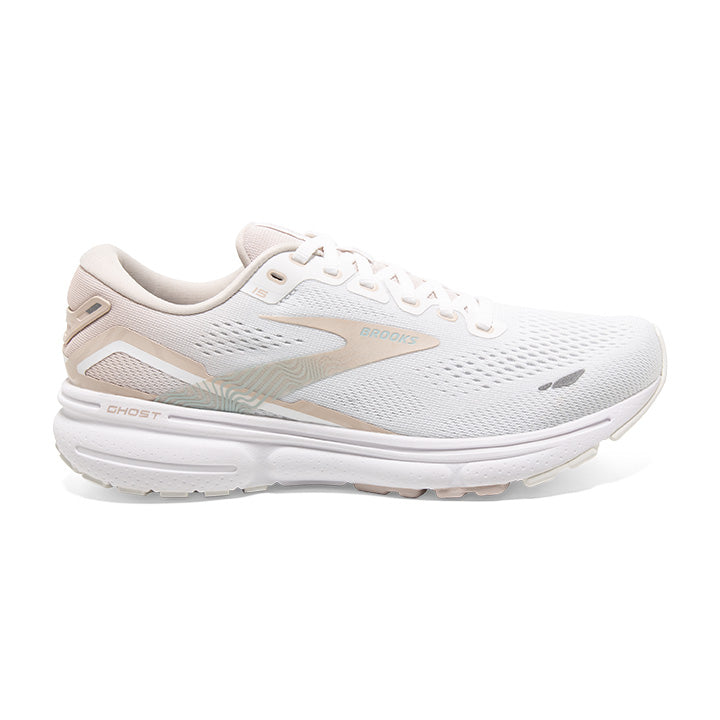 Brooks Women's Ghost 15 White/Crystal Grey/Glass – Pilcher's Shoes