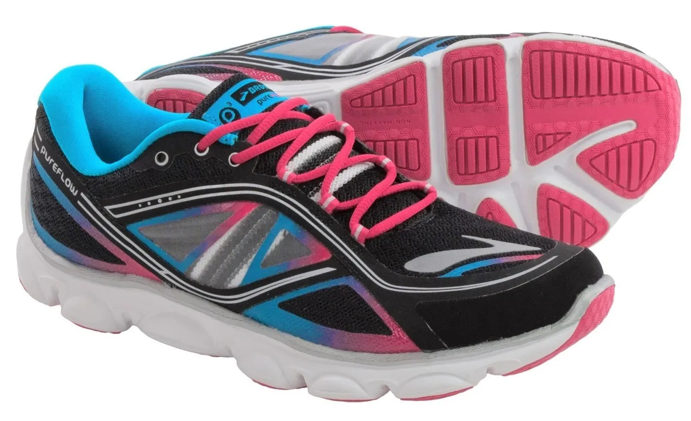 Brooks Girls PureFlow 3 Grade School Black/Raspberry Sorbet/Blue Jewel ...